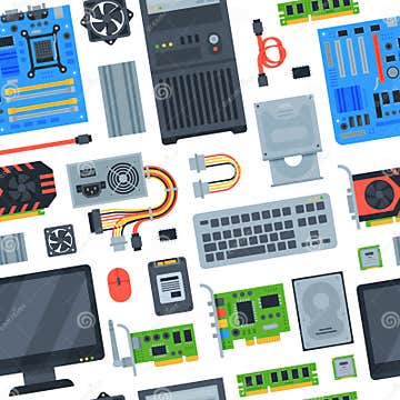 Computer Accessories Vector Pc Equipment Motherboard Memory and ...