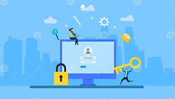 Computer with Account and Password. Stock Vector - Illustration of ...