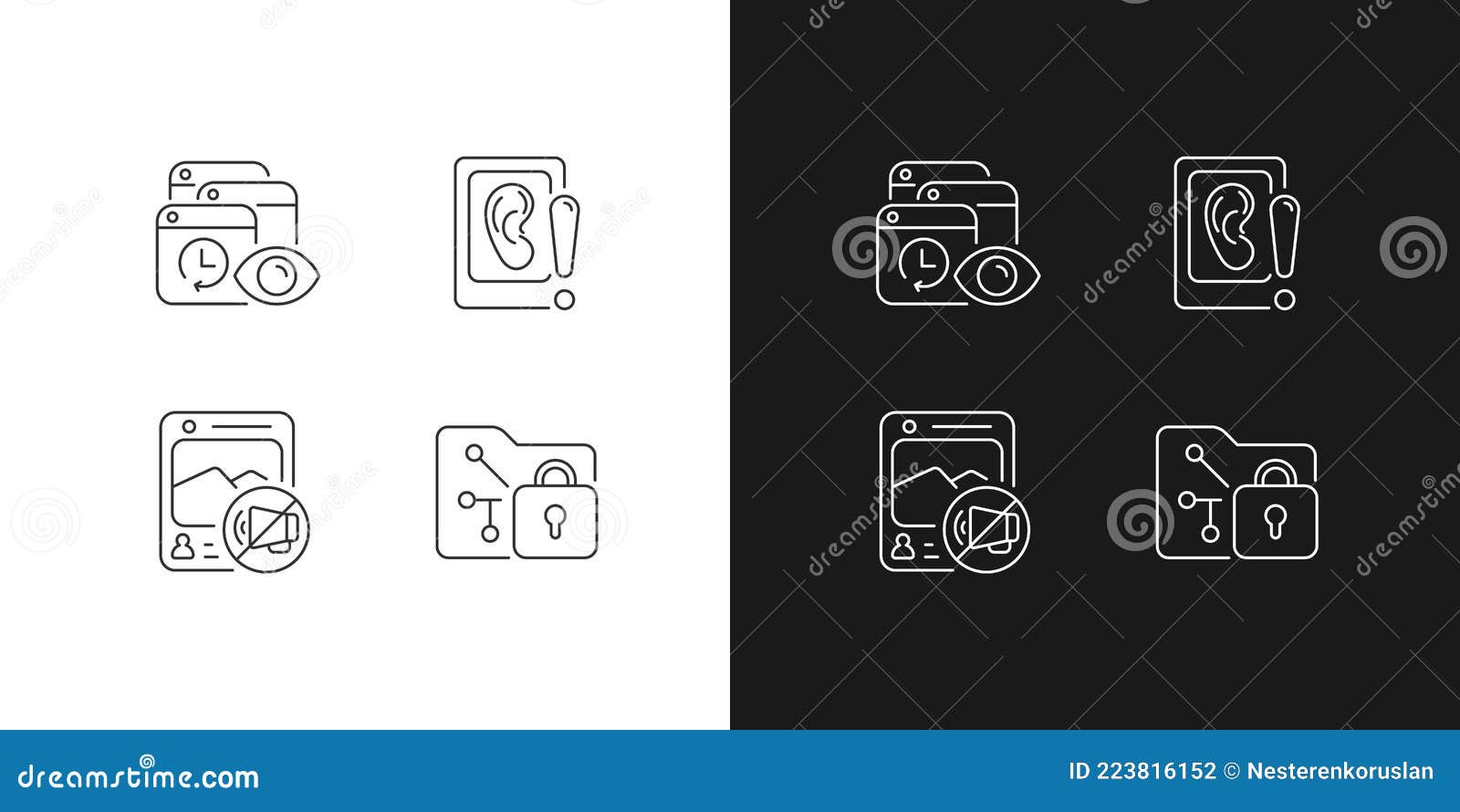 Computer Activity Monitoring Linear Icons Set for Dark and Light Mode ...