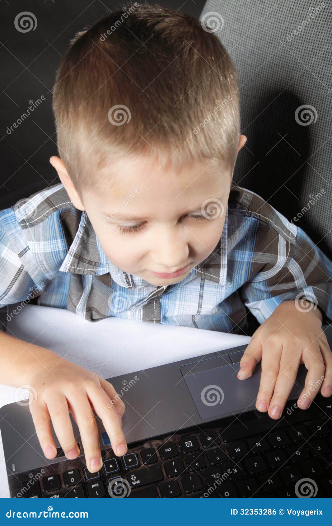 Computer Addiction Child with Laptop Notebook Stock Photo - Image of ...