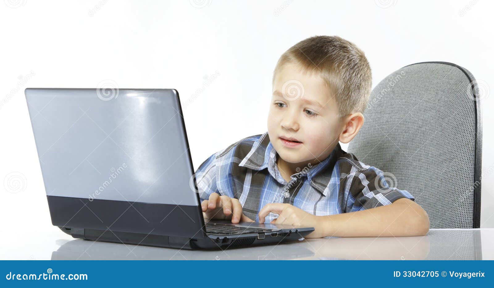 Computer Addiction Child with Laptop Notebook Stock Image - Image of ...