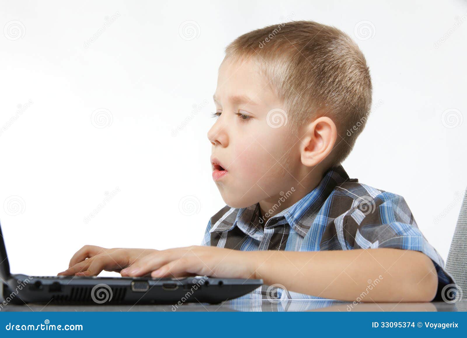 Computer Addiction Child with Laptop Notebook Stock Photo - Image of ...