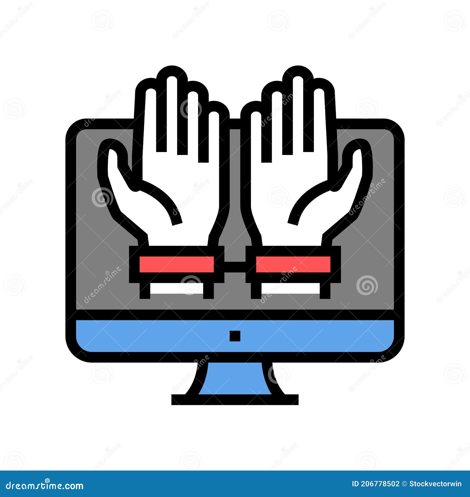 Computer Addiction Color Icon Vector Illustration Stock Illustration ...