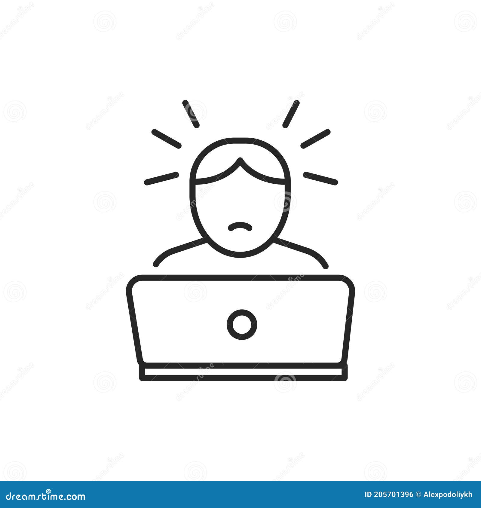 Computer, Addiction, Gaming, Programmer Concept. Hand Drawn Isolated ...