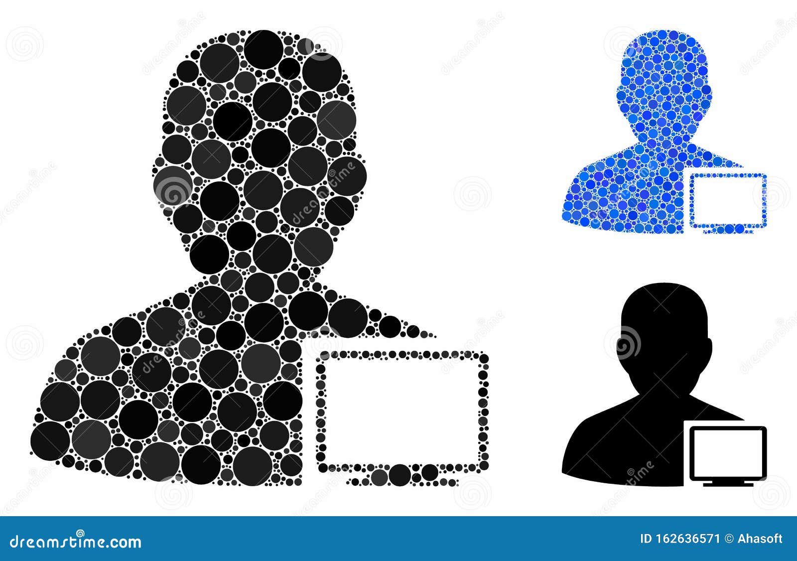 Computer Administrator Composition Icon of Round Dots Stock ...