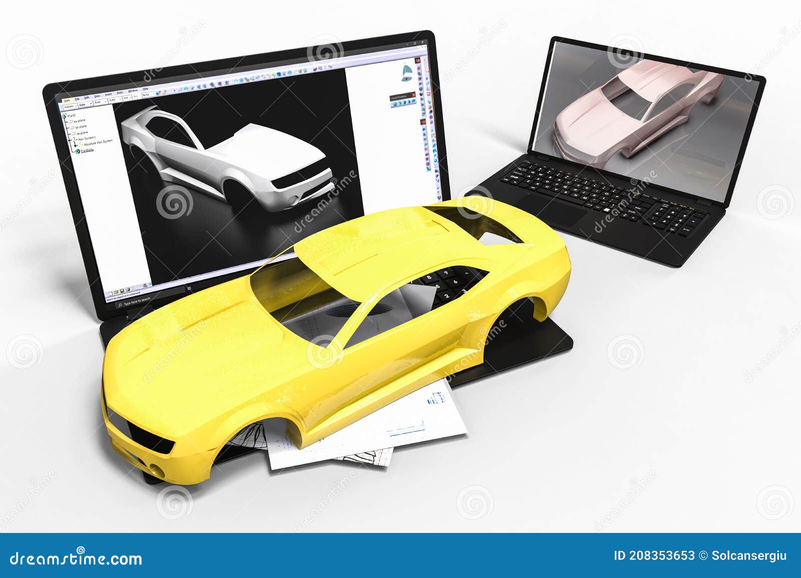 Computer Aided Design in Automotive Design Stock Illustration ...