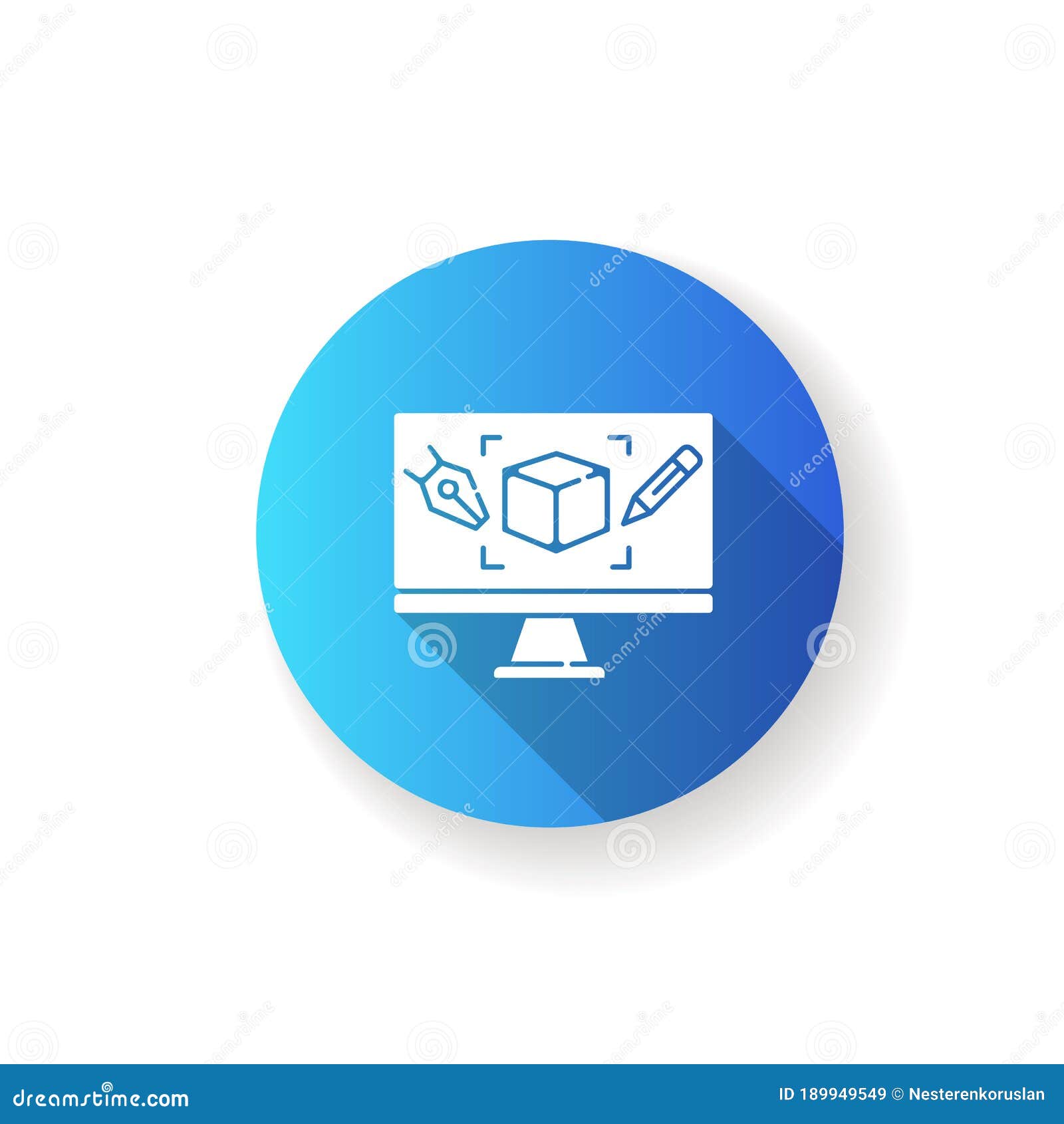 Computer Aided Design Blue Flat Design Long Shadow Glyph Icon Stock ...