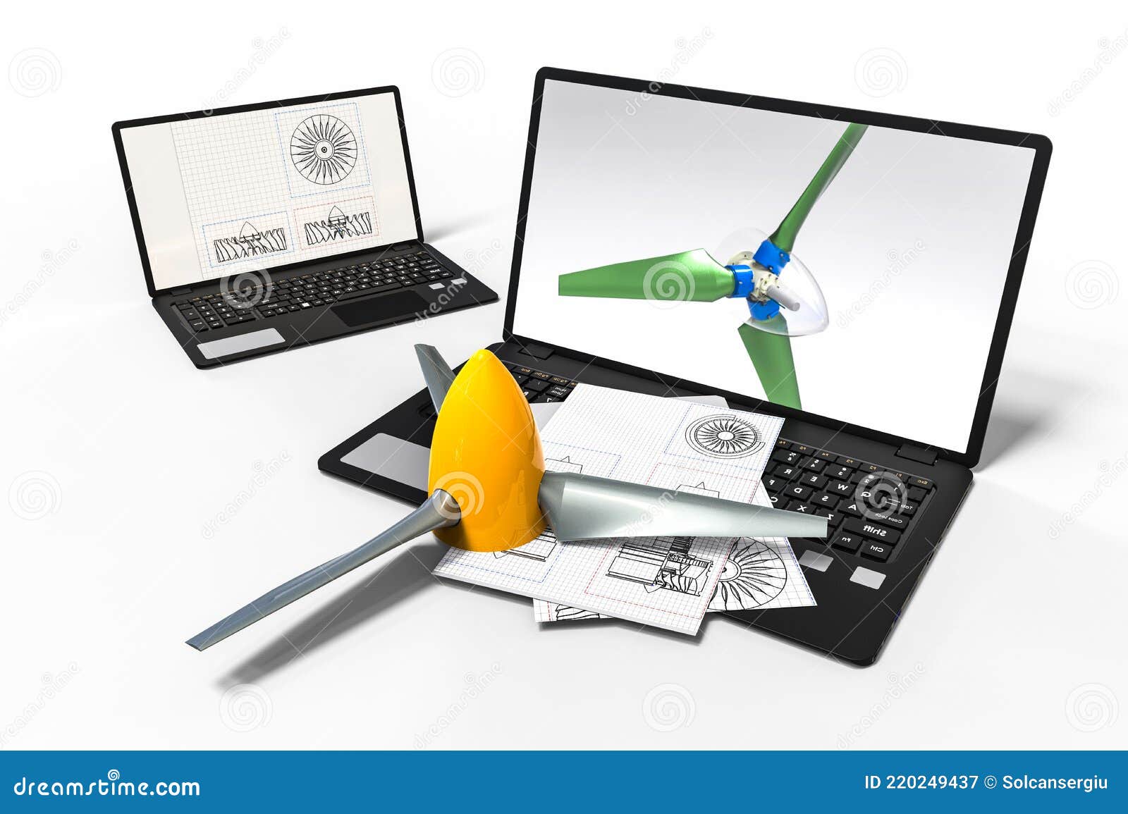 Computer Aided Design in Electric Turbine Stock Illustration ...