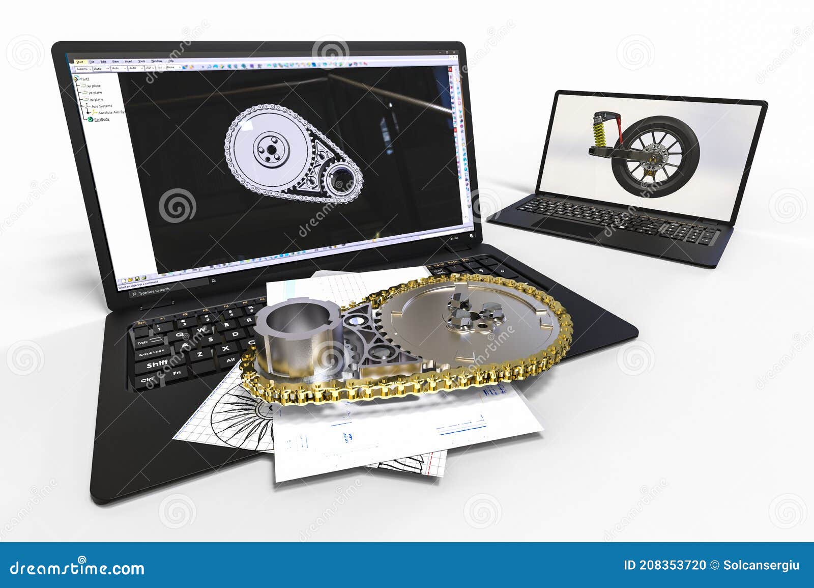 Computer Aided Design in Motorbikes Design Stock Illustration ...