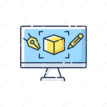 Computer Aided Design RGB Color Icon Stock Vector - Illustration of ...