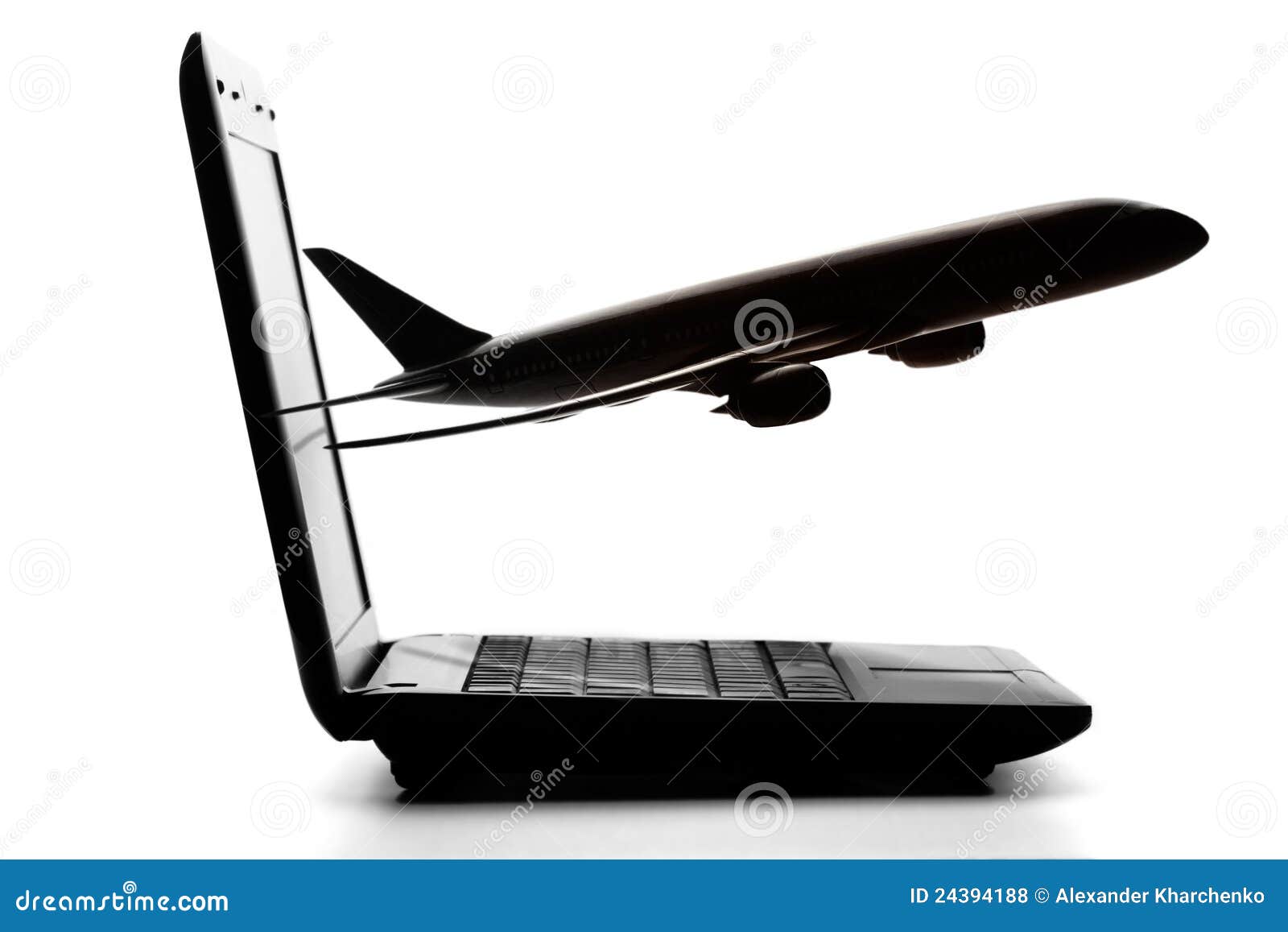Computer with aircraft stock photo. Image of online, screen - 24394188