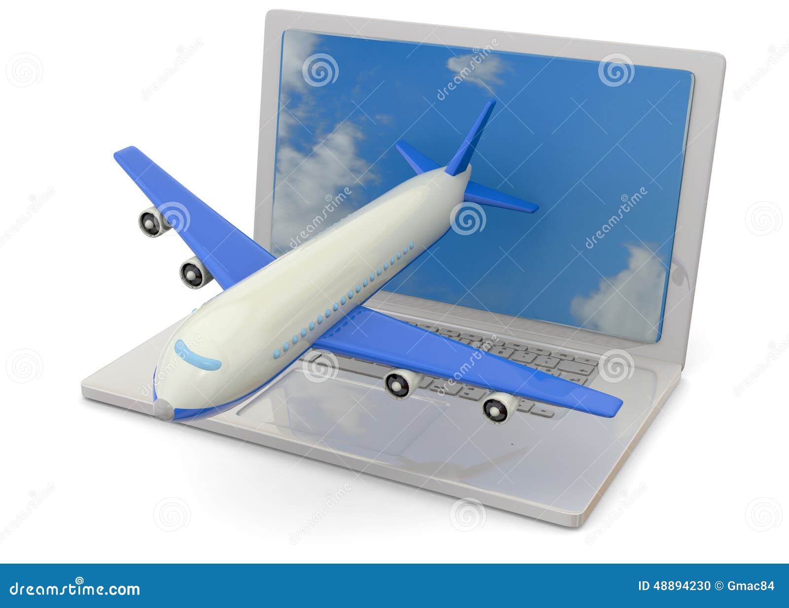 Computer and Airplanes - 3D Stock Illustration - Illustration of ...