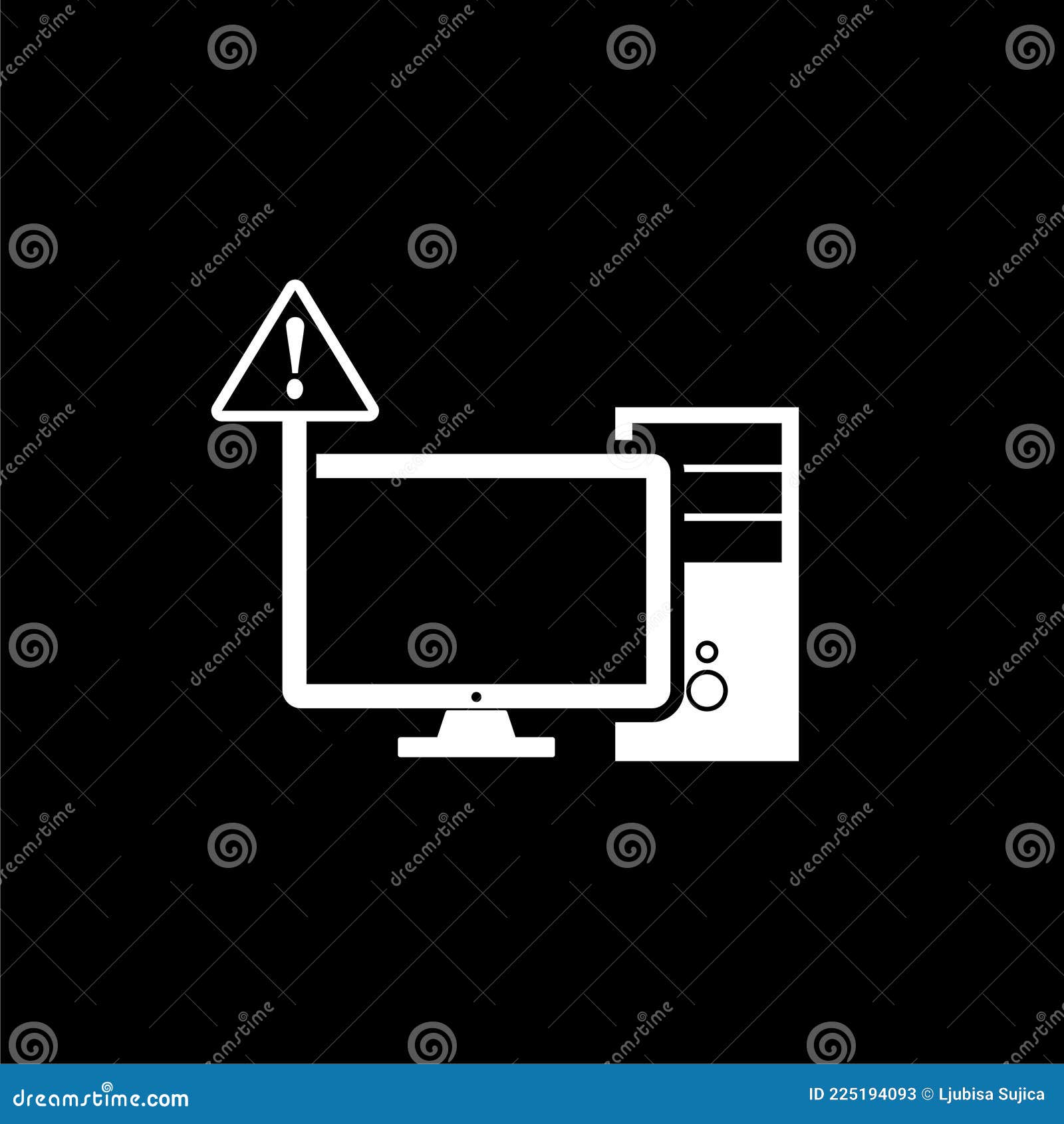 Computer Alert Icon Isolated on Dark Background Stock Vector ...