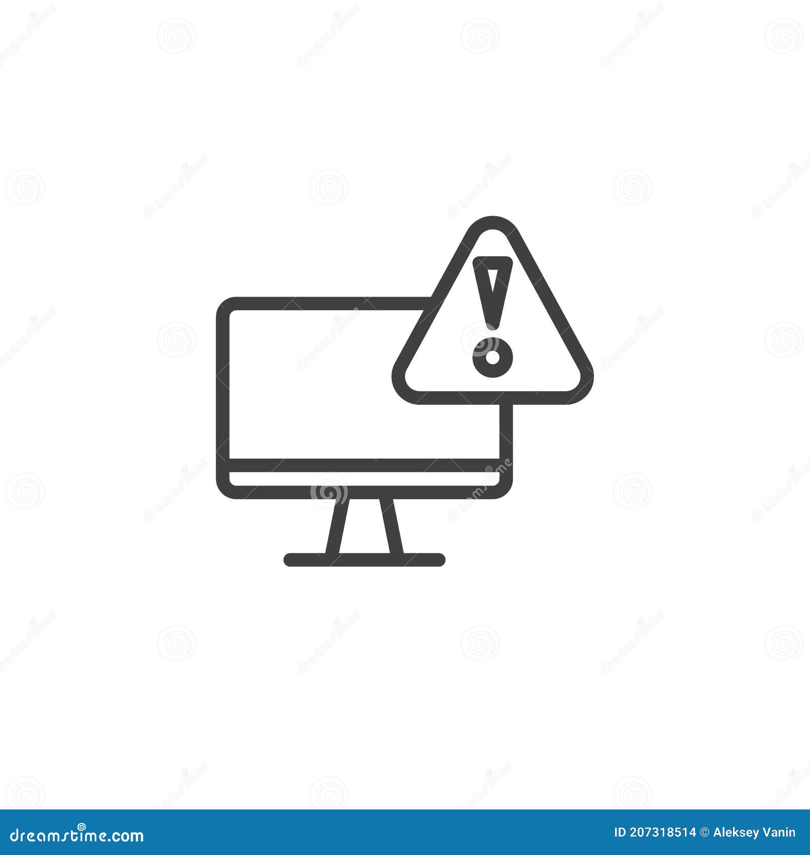Computer Alert, Notification Line Icon Stock Illustration ...