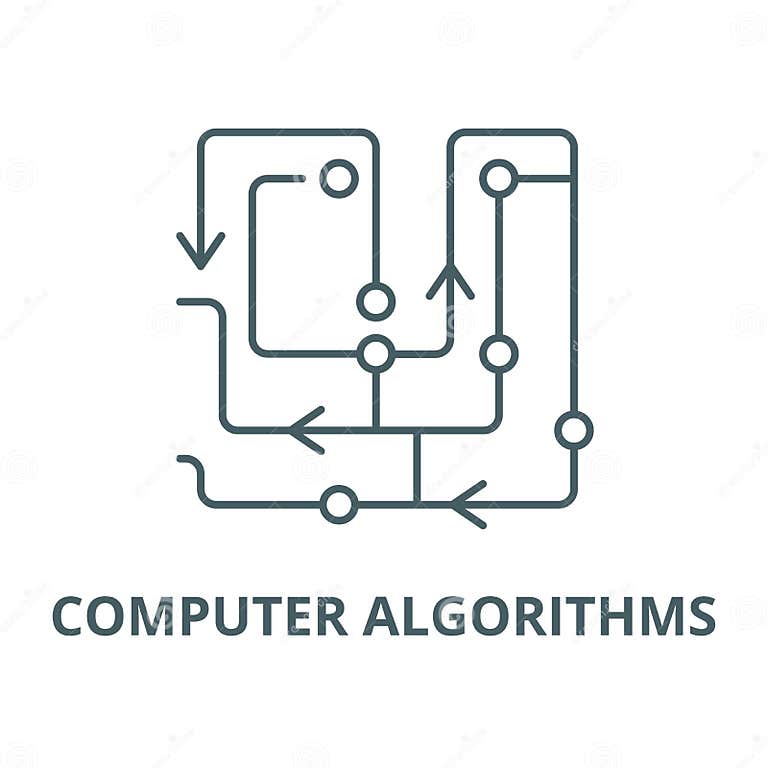 Computer Algorithms Line Icon, Vector. Computer Algorithms Outline Sign ...