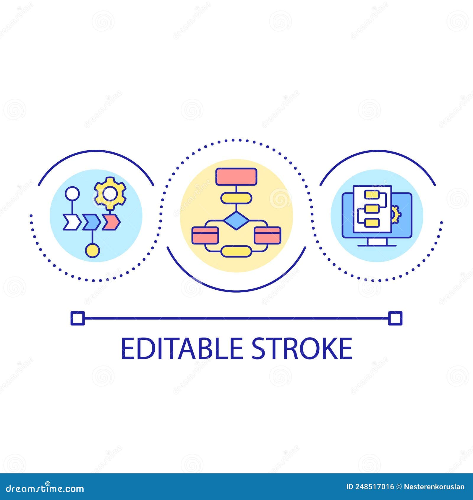 Computer Algorithms Line Icon Concept. Computer Algorithms Vector Linear Illustration, Symbol ...