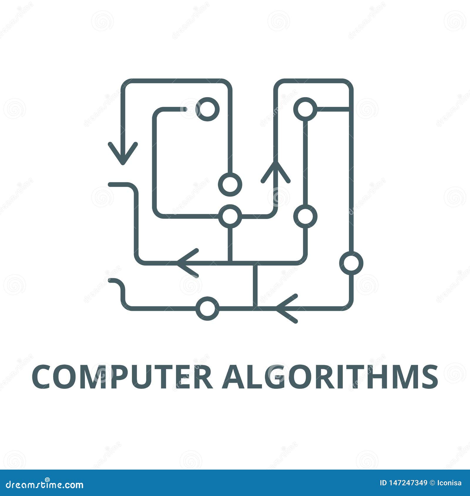 Computer Algorithms Line Icon Concept. Computer Algorithms Vector Linear Illustration, Symbol ...