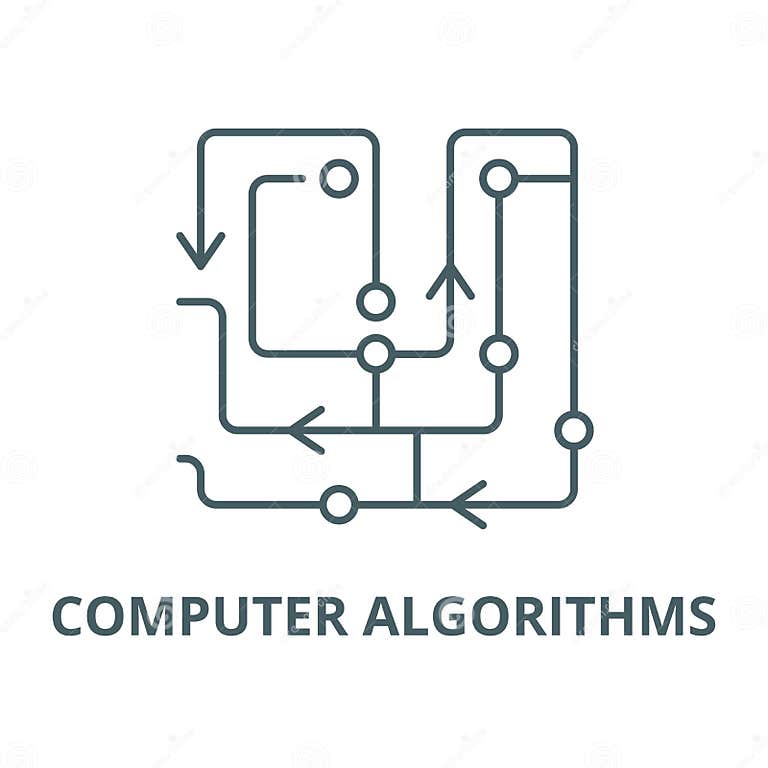 Computer Algorithms Vector Line Icon, Linear Concept, Outline Sign ...