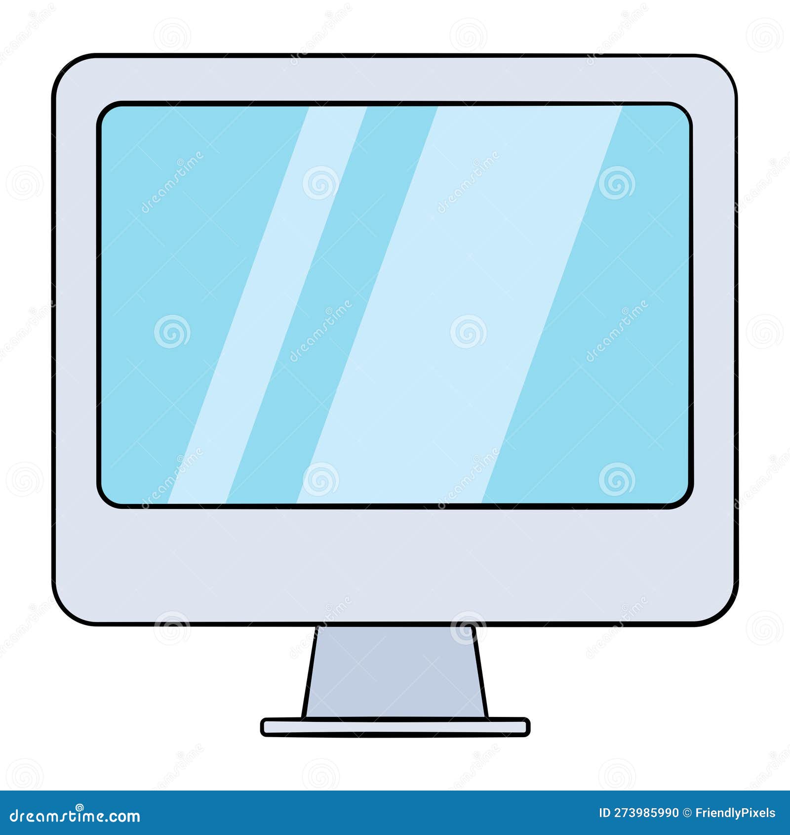 Computer All-in-One with Blank Screen. Cartoon Stock Vector ...