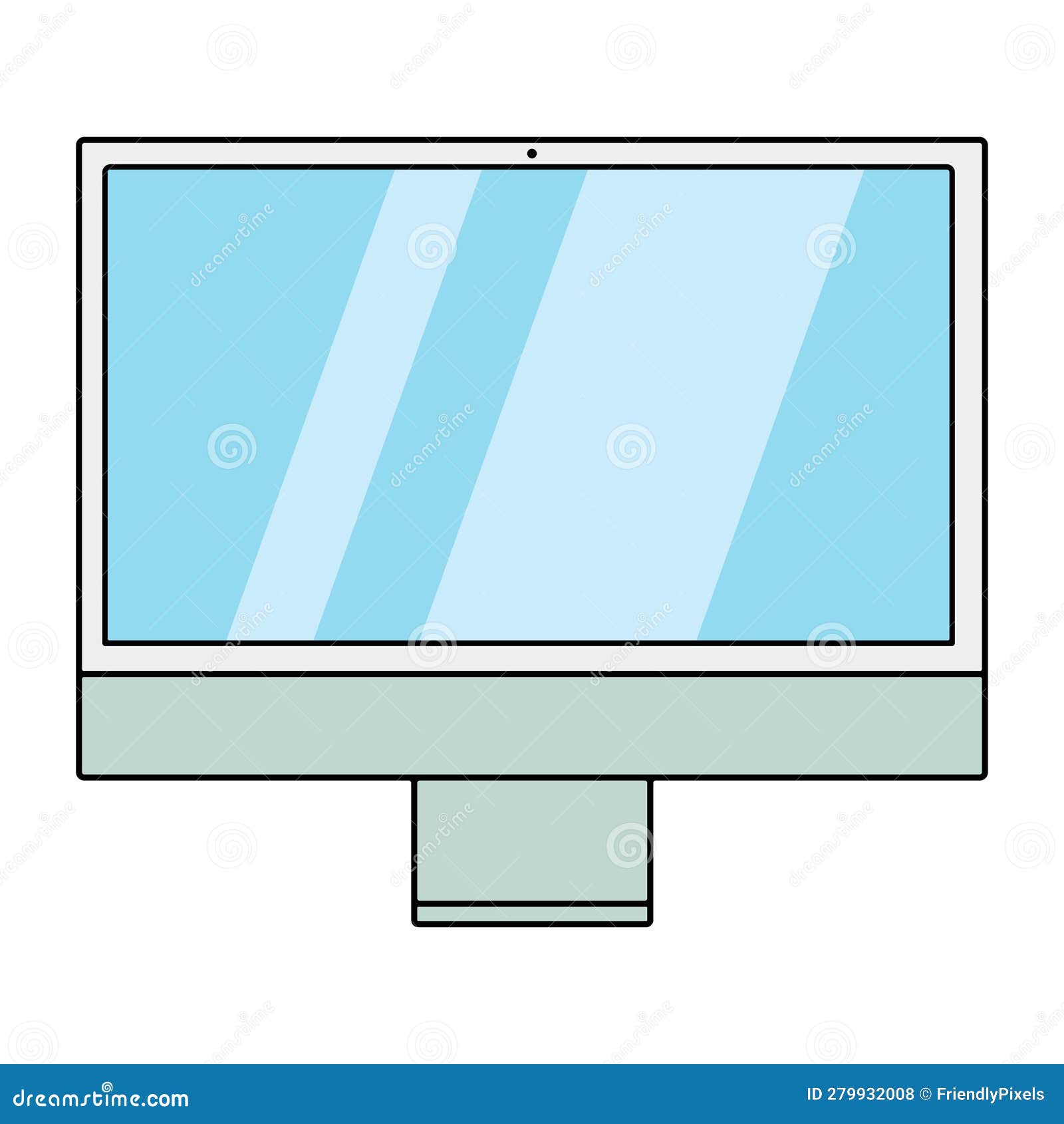 Computer All-in-One with Blank Screen. Icon. Cartoon Stock Vector ...