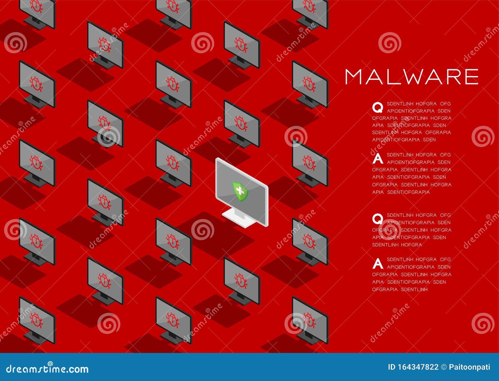 Computer All in One 3d Isometric Pattern, Malware Virus Protection ...
