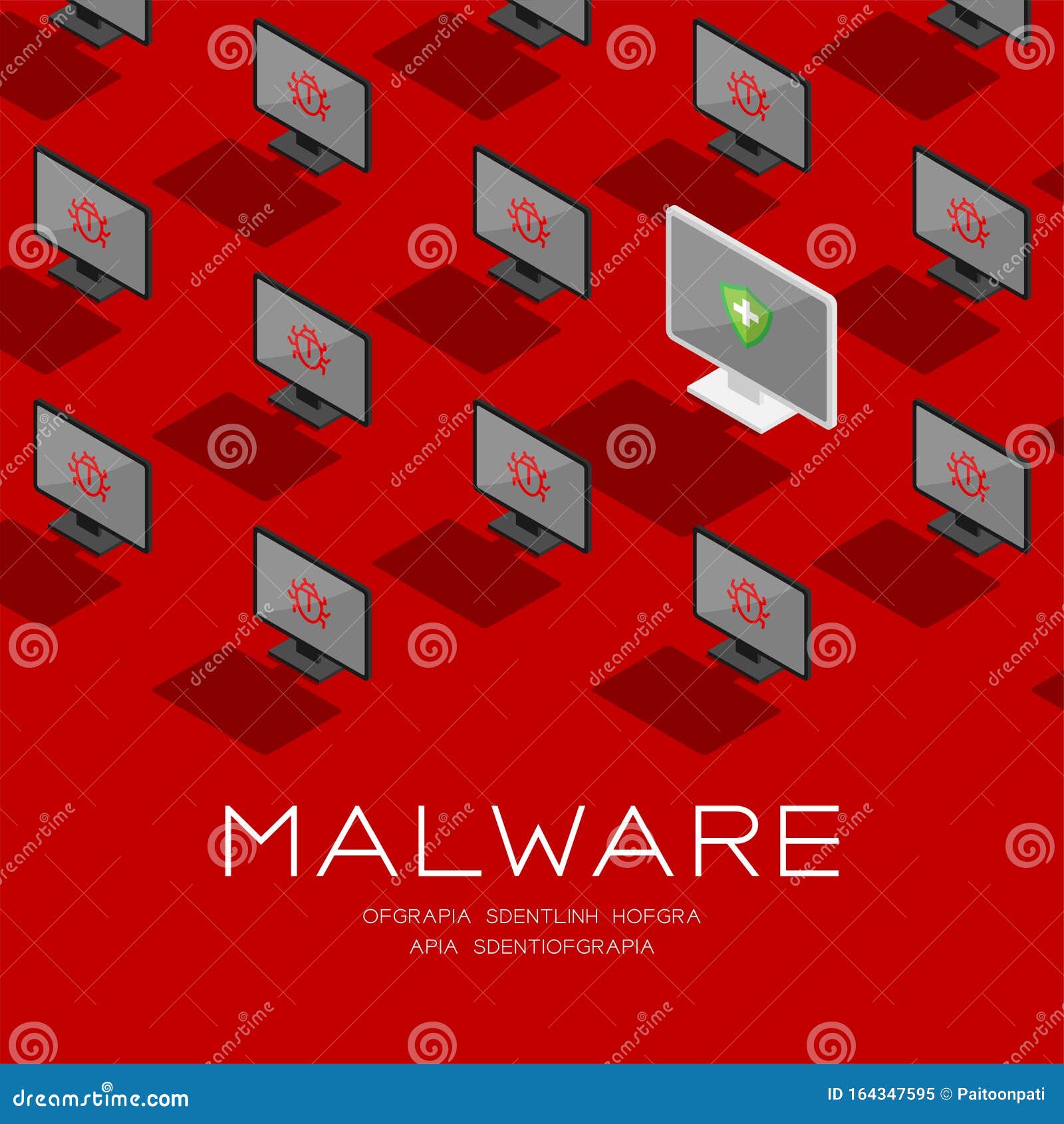 Computer All in One 3d Isometric Pattern, Malware Virus Protection ...