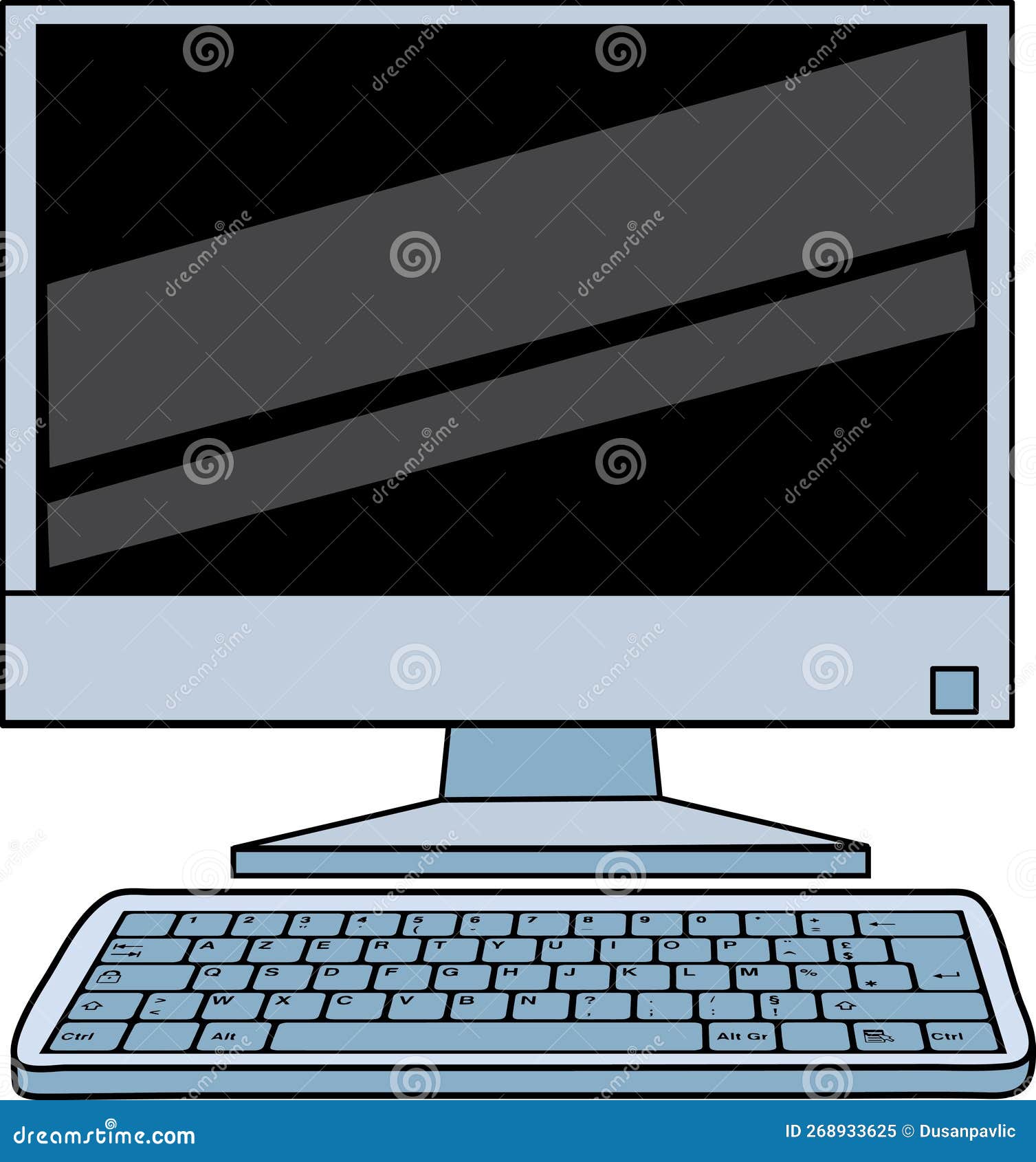 Computer All in One with Keyboard Stock Illustration - Illustration of ...