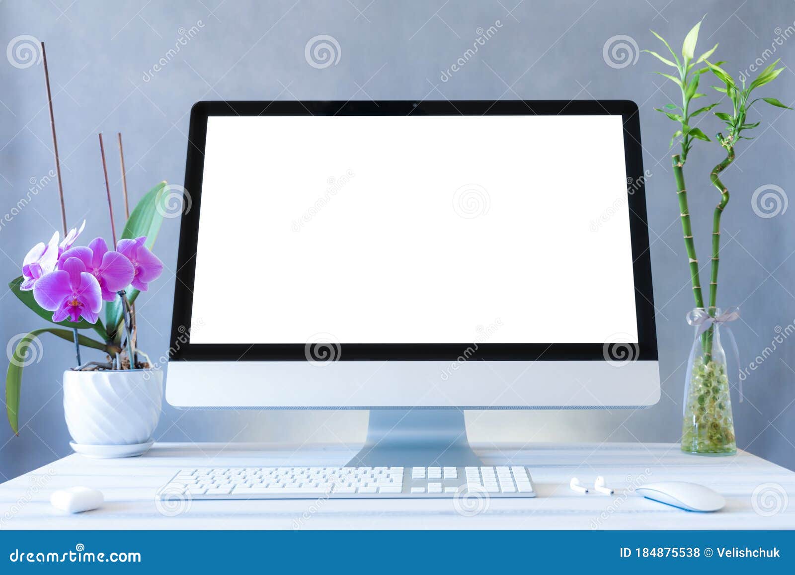 Computer All in One Mockup, Home and Office Workspace Concept. Stock ...