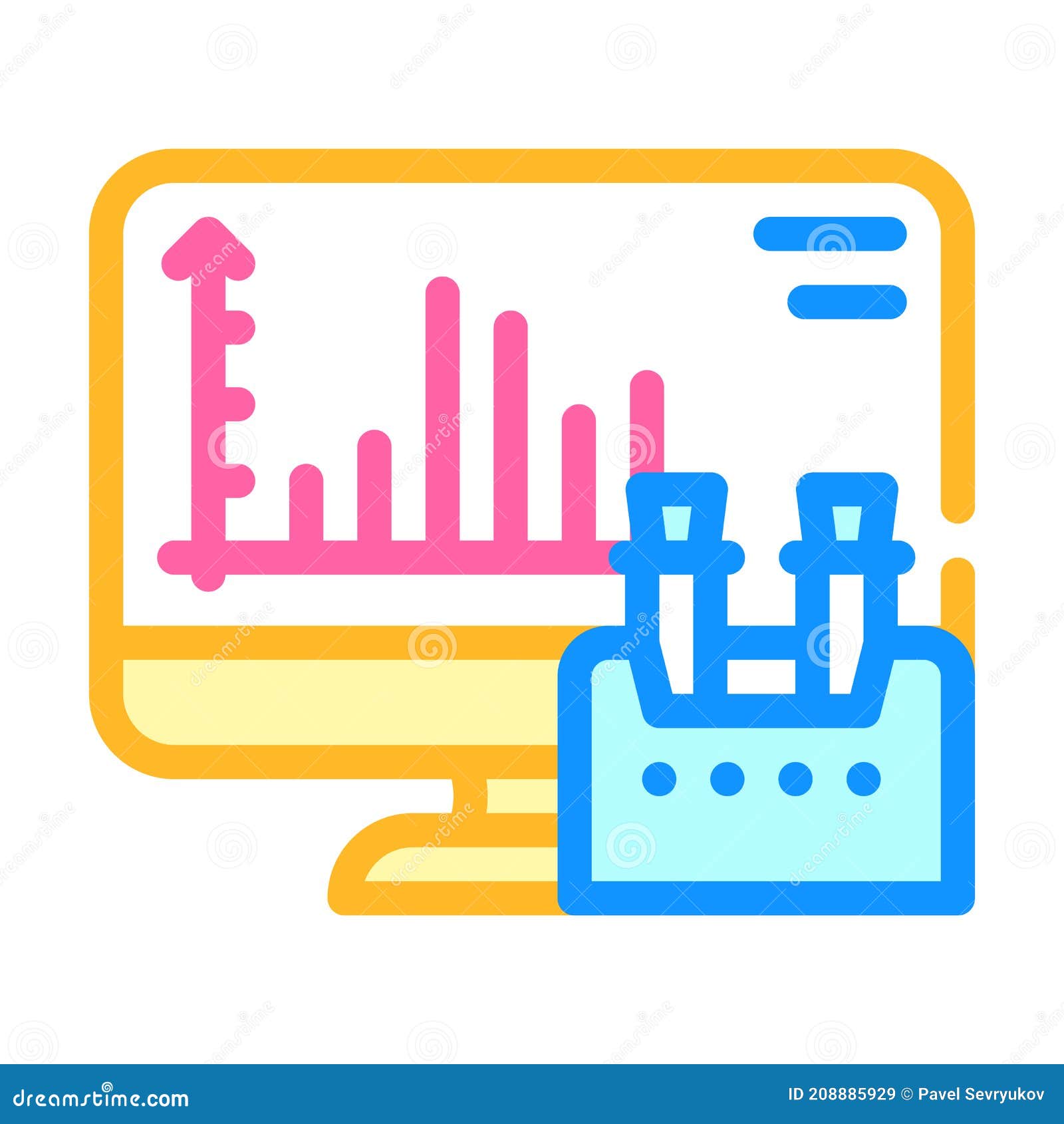 Computer Analysis of Vaccine Color Icon Vector Illustration Stock ...