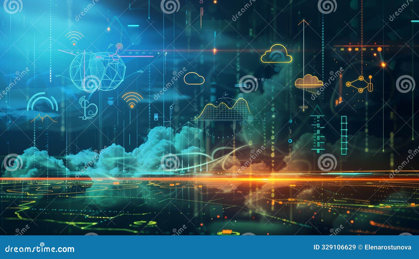 Computer Analysis of Weather Patterns - Charts Set Against an Evening ...
