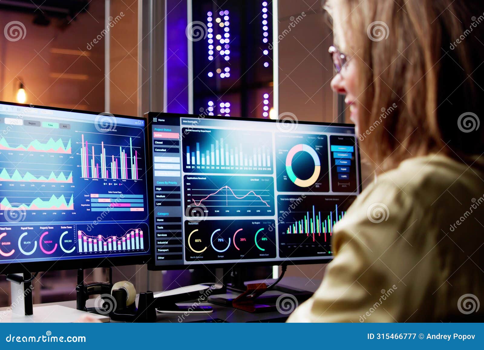 Computer analyst looking stock image. Image of business - 315466777