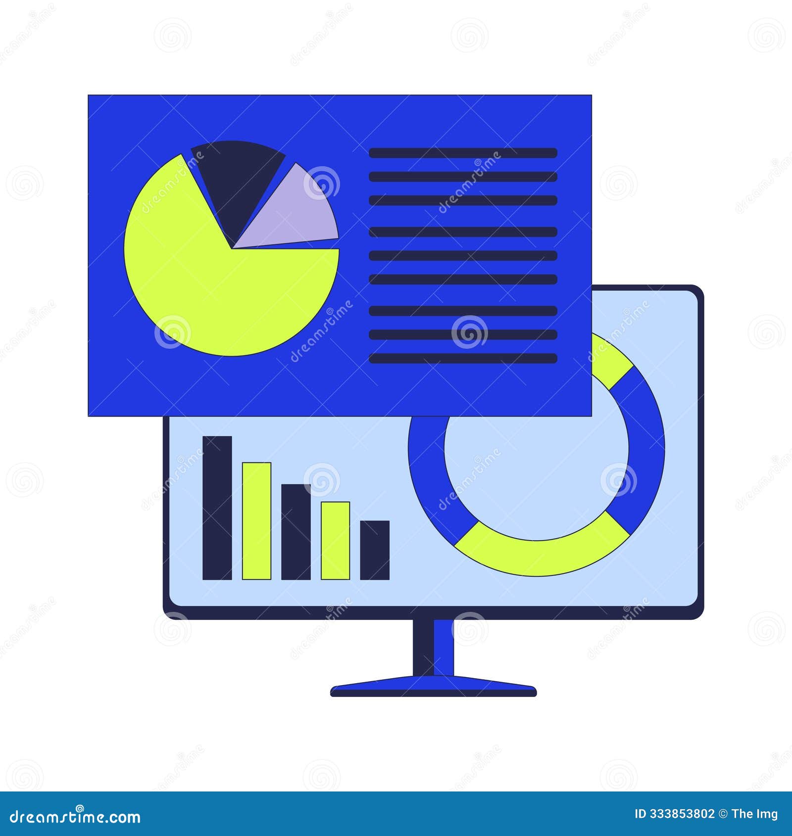 Computer Analyzing Data 2D Cartoon Object Stock Illustration ...