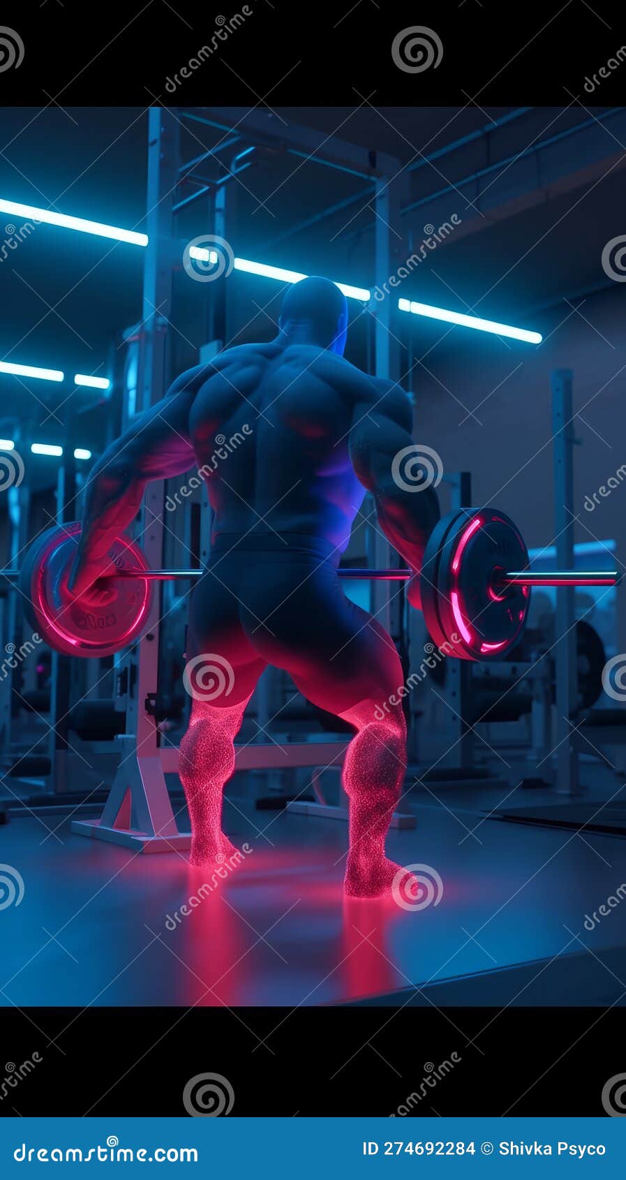 Computer Android Robot Lifting Dumble Generative AI Stock Illustration ...