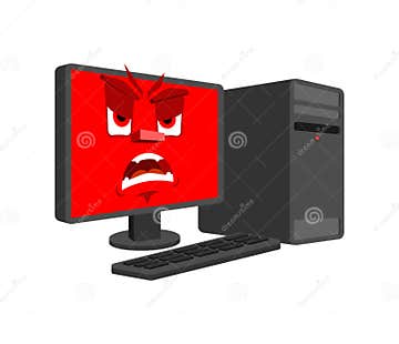 Computer Angry Emotion Isolated. Evil Computer Cartoon Style Stock ...