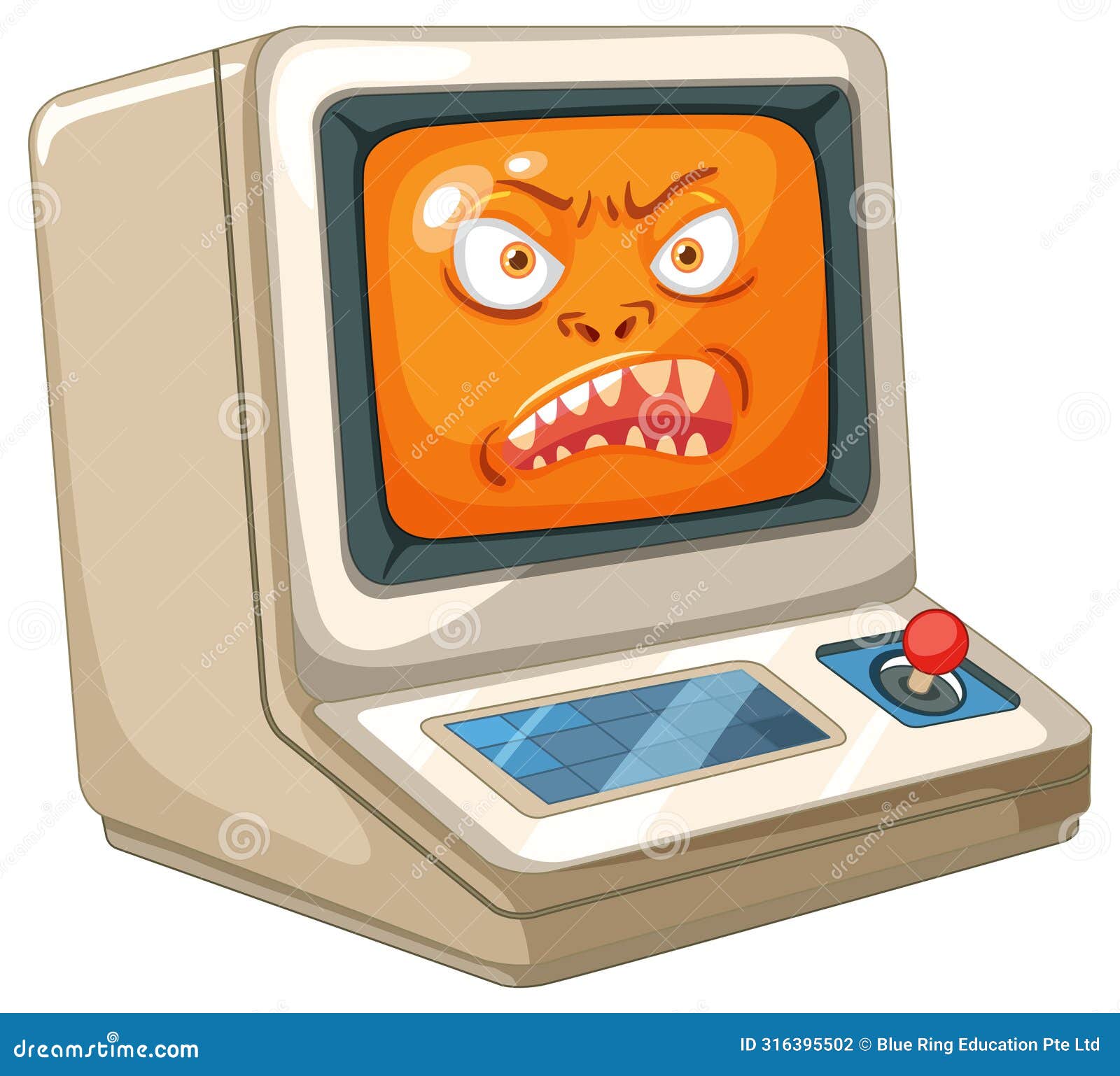 A Computer with an Angry Face Stock Vector - Illustration of device ...