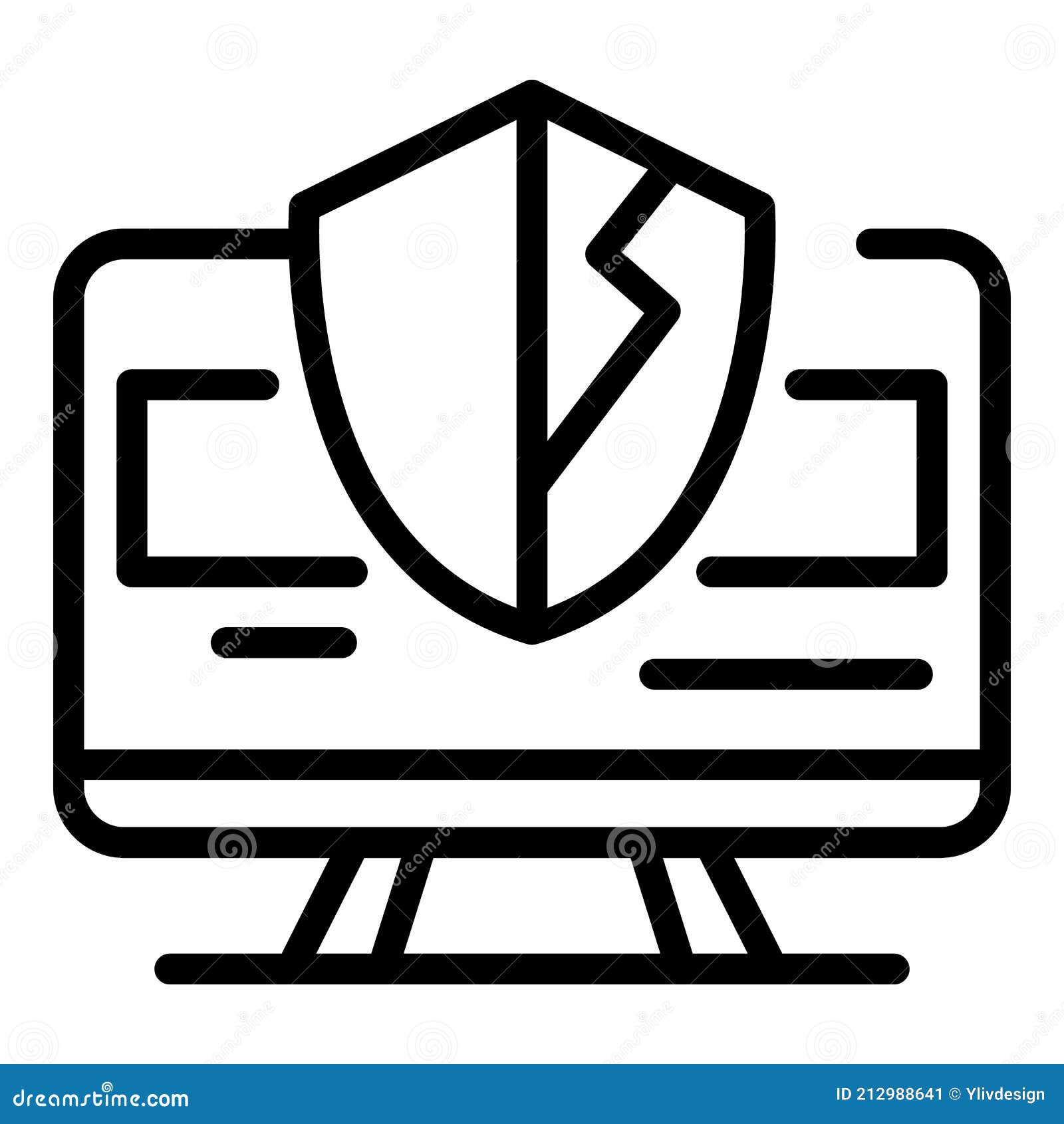 Computer Antivirus Warning Line Icon, Concept Sign, Outline Vector ...