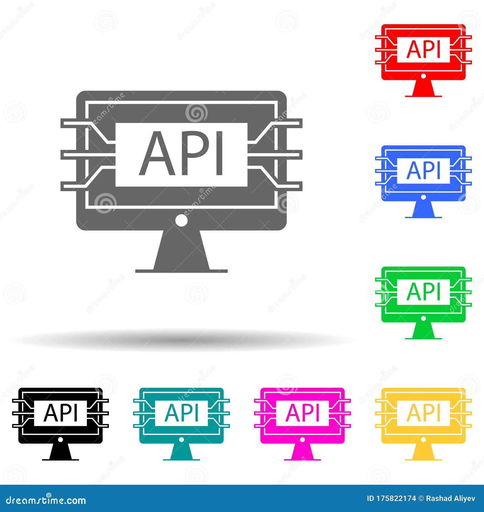 Computer Api Interface Multi Color Style Icon. Simple Glyph, Flat ...