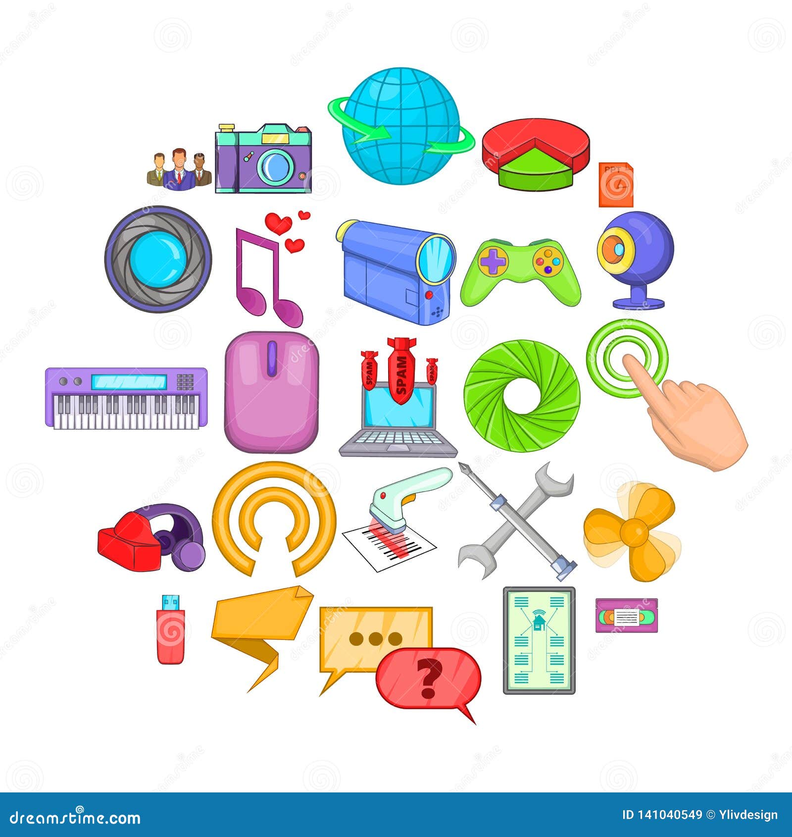 Computer Application Icons Set, Cartoon Style Stock Vector ...