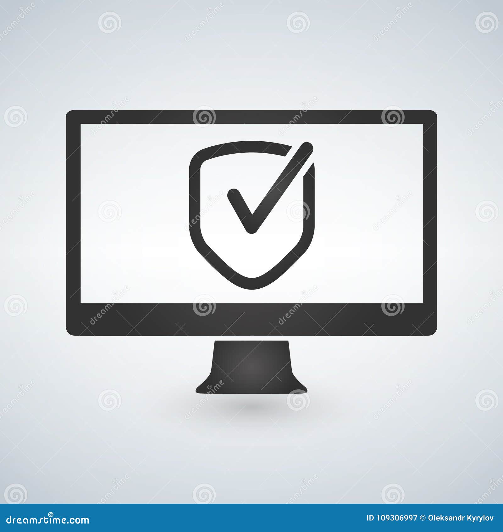 Computer Approve Checkmark in the Shield Icon, Illustration. Stock ...