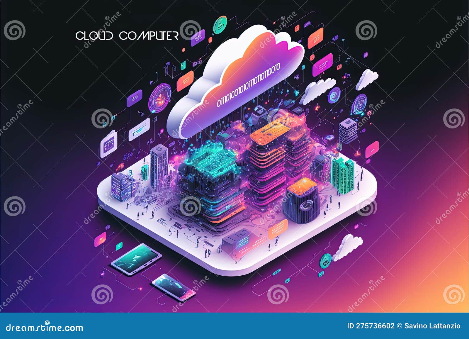 Computer Apps and Cloud Native Technologies Conceptual Illustration ...