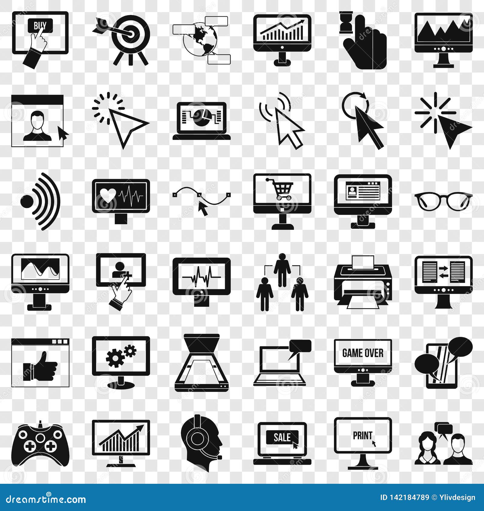 Computer Arrow Icons Set, Simple Style Stock Vector - Illustration of ...