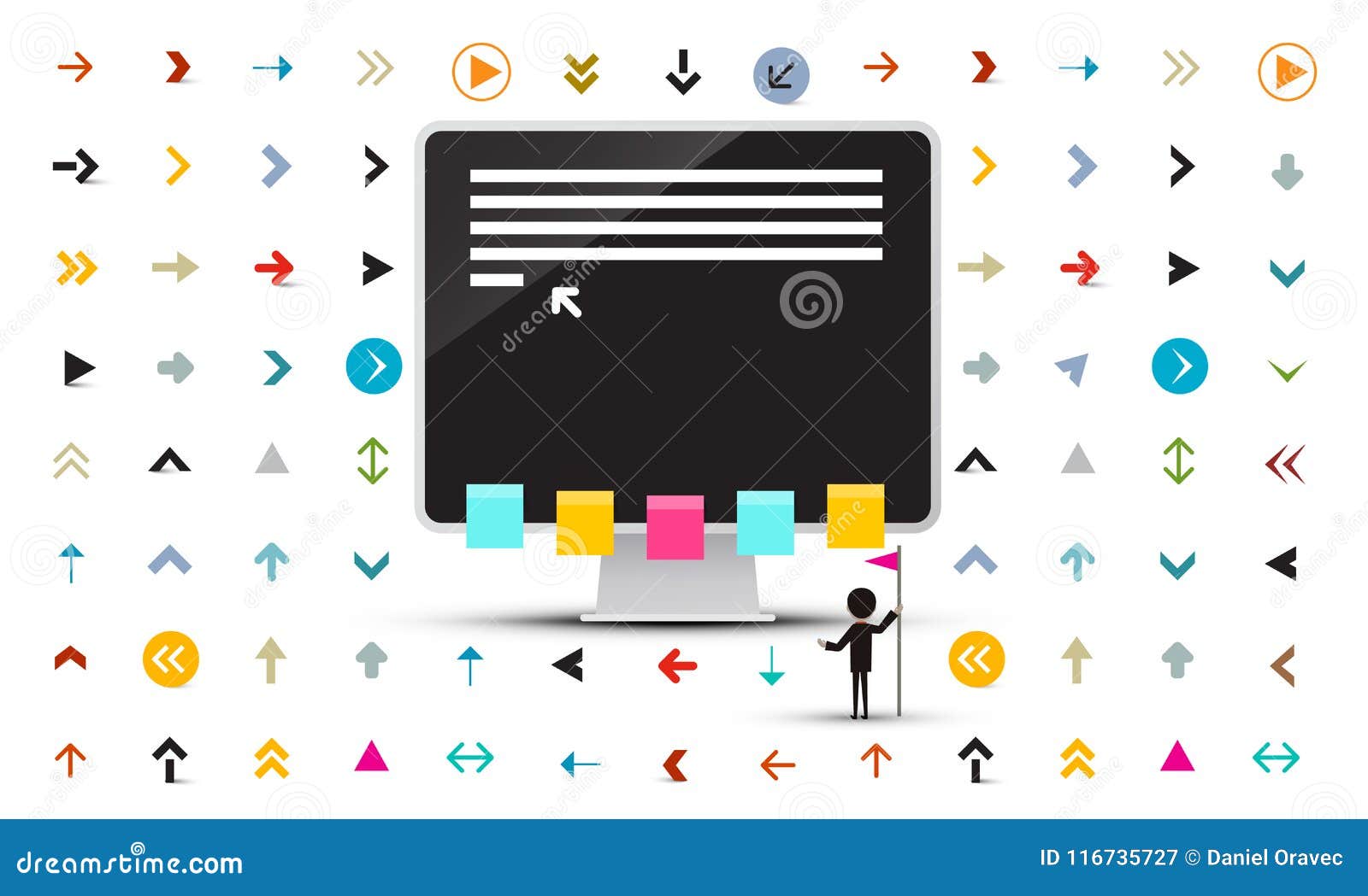 Computer with Arrows. Vector Technology Symbol Stock Vector ...