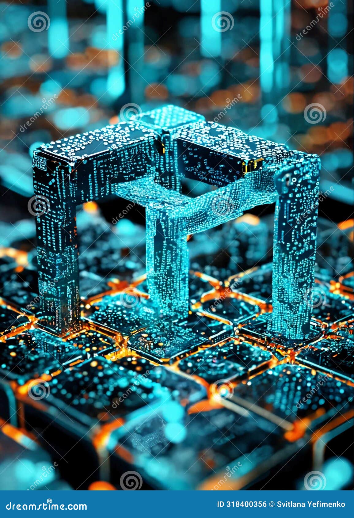 Computer Art in Blue and White, Modern Design, Computer Geometry Stock ...