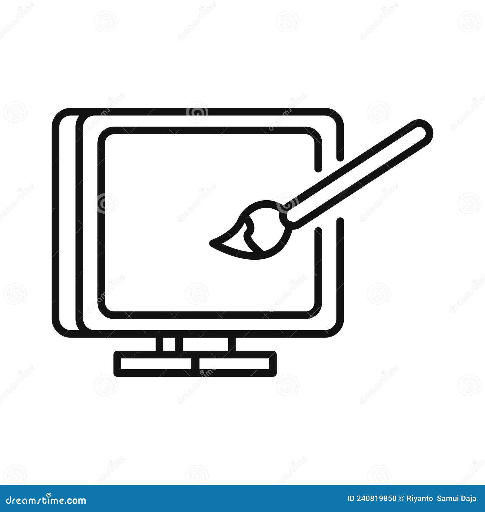 Computer Art Icon Black and White Illustration Stock Vector ...