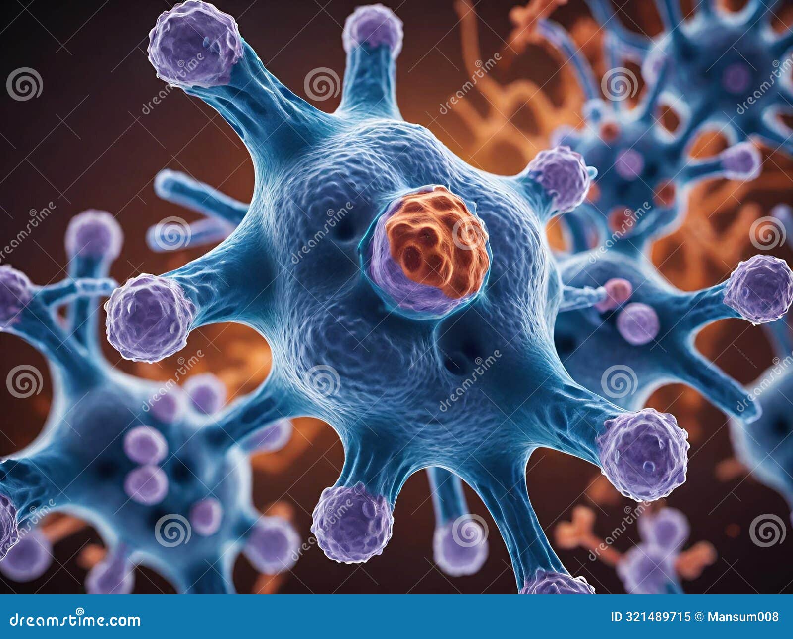 Computer Artwork of a Human Brain with a Cell Structure Stock ...
