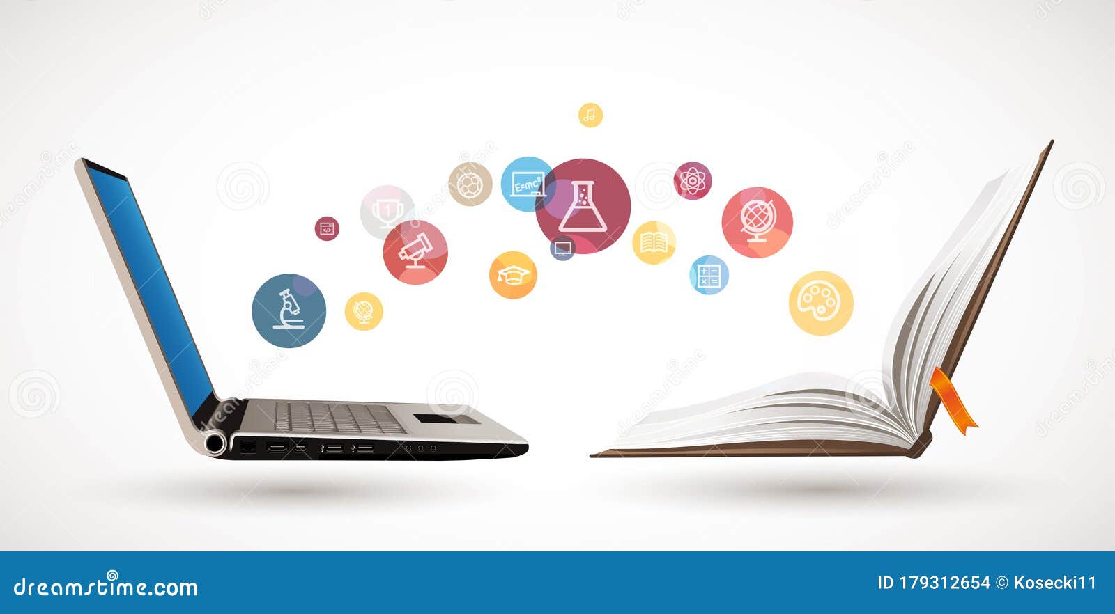 Computer As Book Knowledge Base Concept - Laptop As Elearning Idea ...