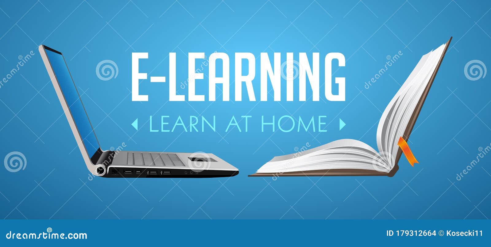 Computer As Book Knowledge Base Concept - Laptop As Elearning Idea - Stay at Home and Learn ...