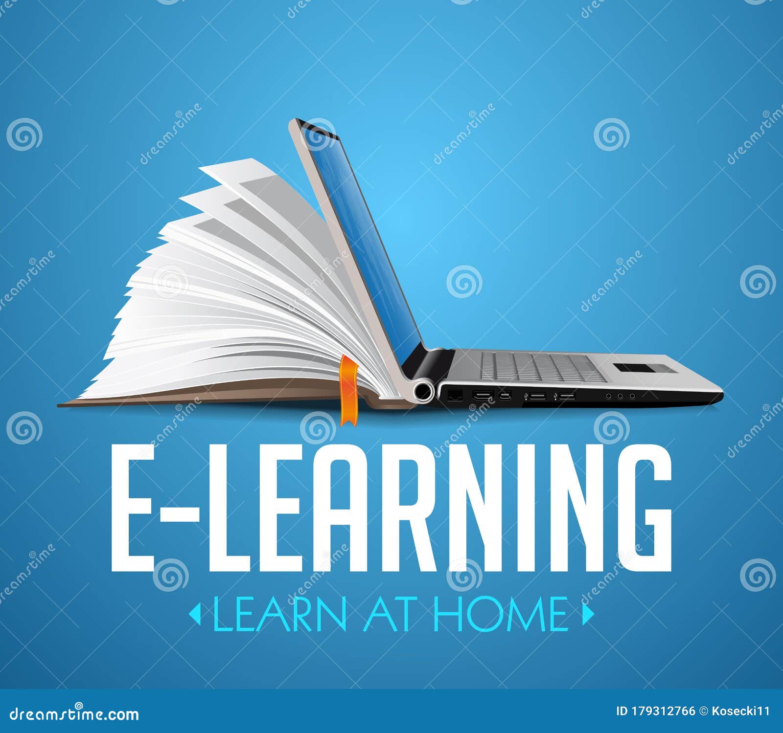Computer As Book Knowledge Base Concept - Laptop As Elearning Idea ...