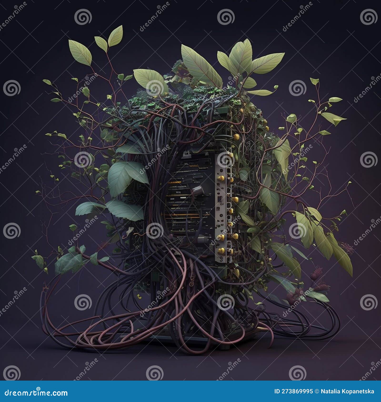 Computer As Plant Like Structure from Wires. Stock Illustration ...