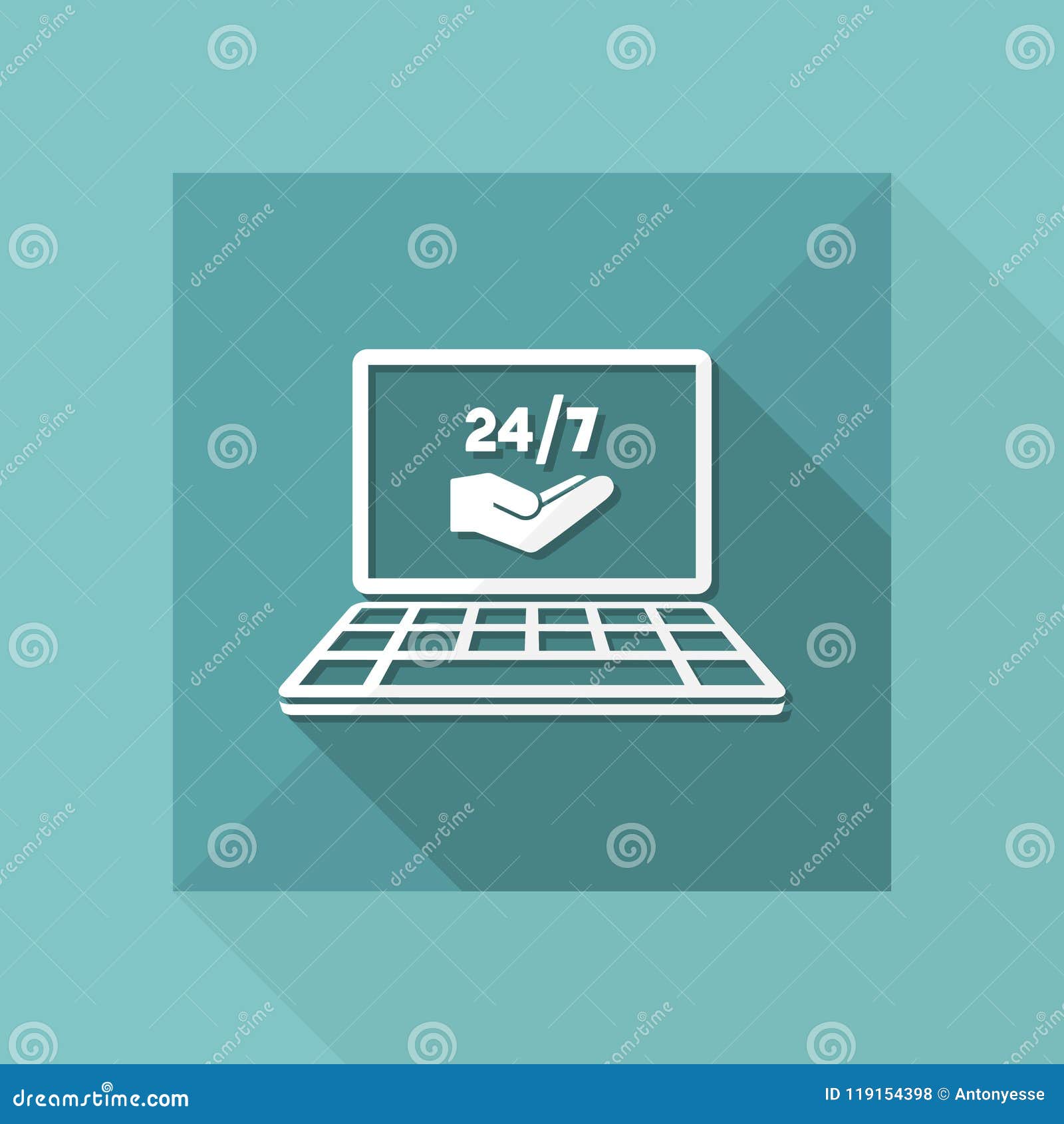 Computer Assistance Support 24/7 - Vector Flat Icon Stock Vector ...